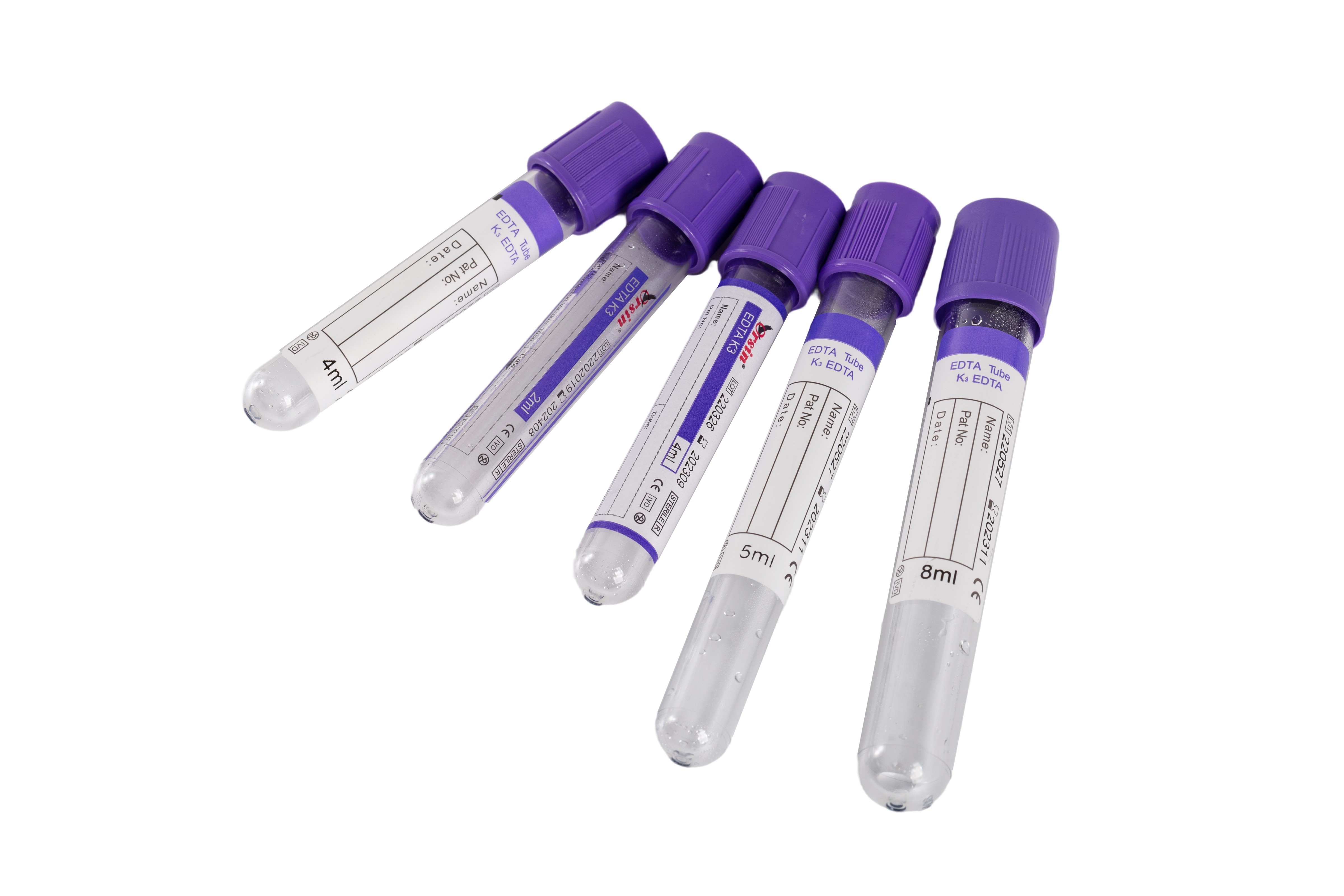PET Blood Test Vacuum Tubes EDTA K2 Purple Top Blood Collection Tube