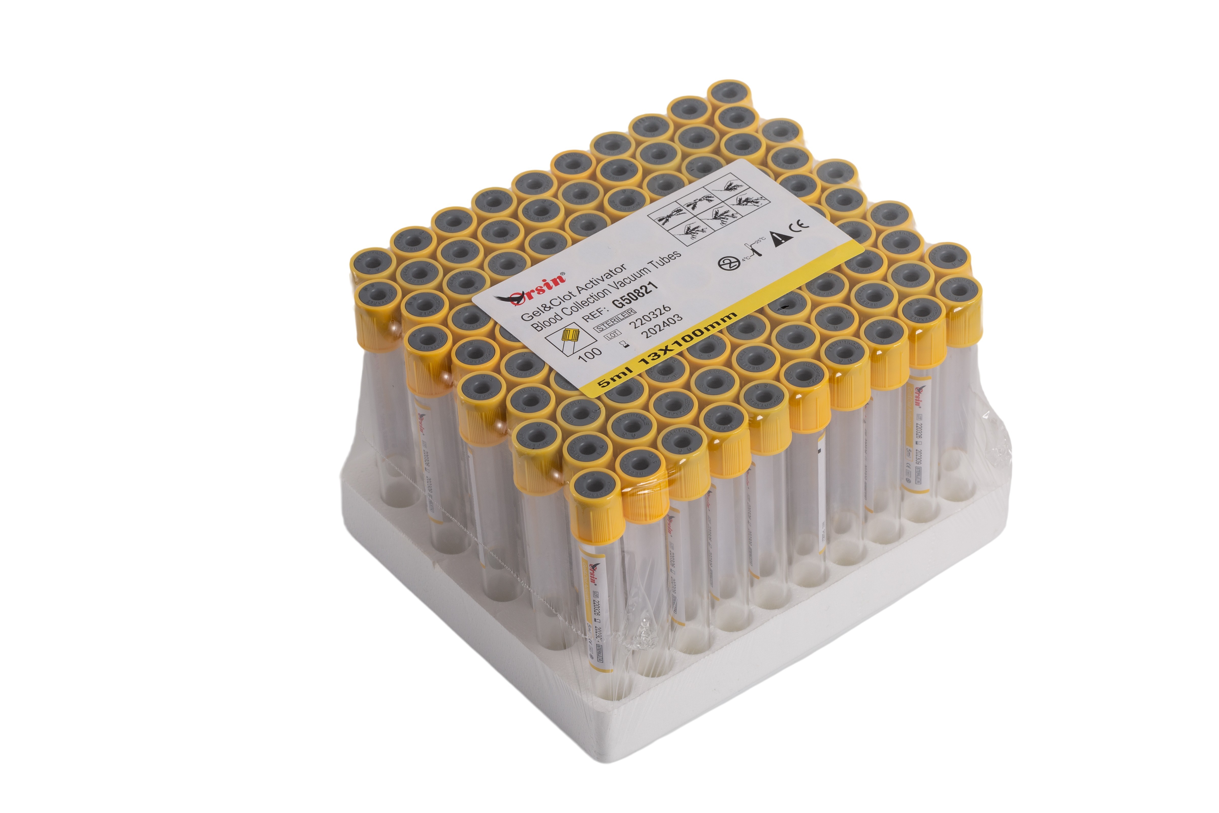 Glass PET Gel And Clot Activator 1cc - 10cc Yellow Top Tubes For Blood ...