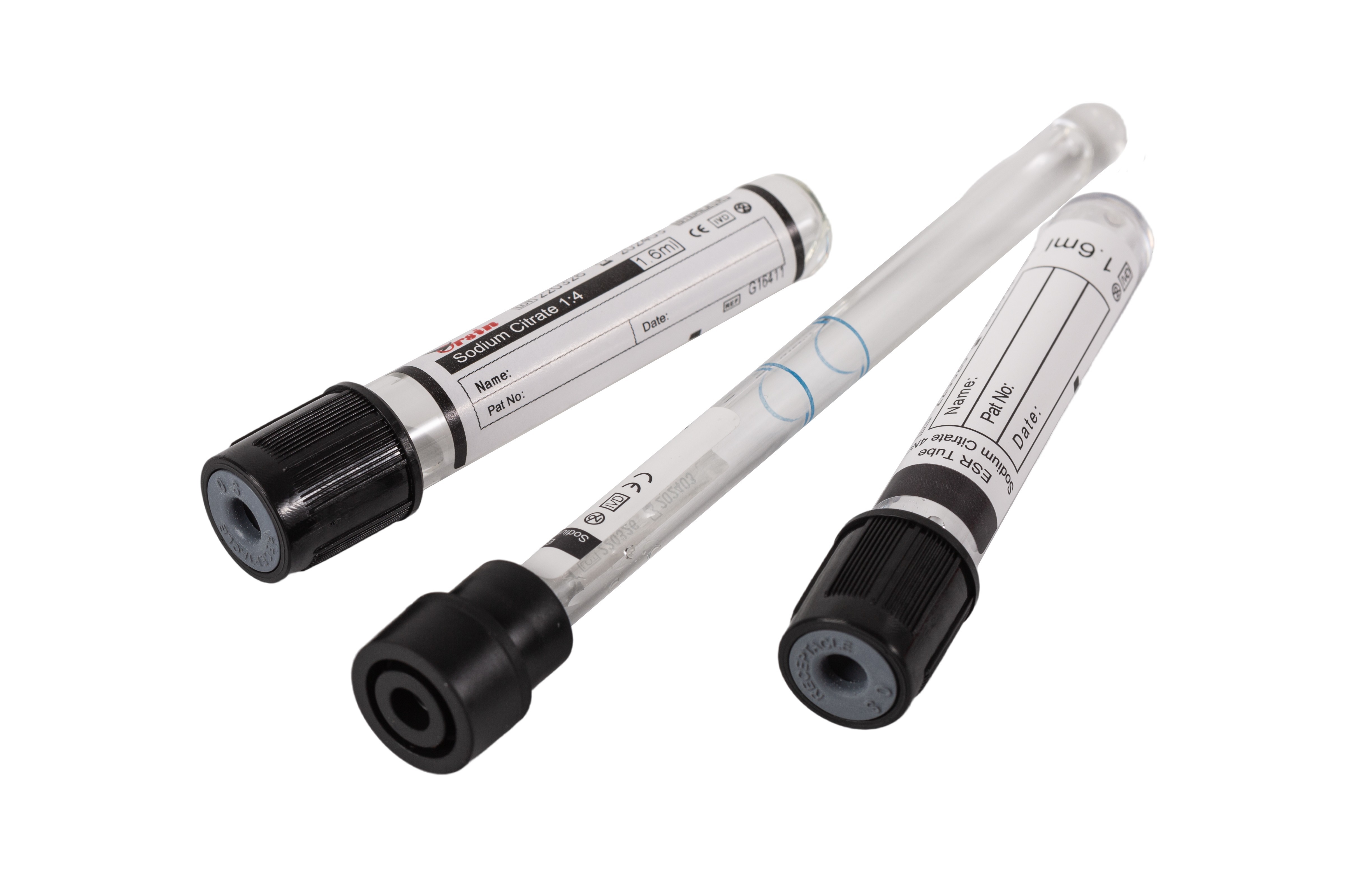 Black ESR Tube Sample Collection 1:4 Erythrocyte Sedimentation Rate Tube